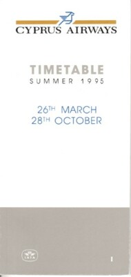 Cyprus Airways timetable 1995/03/26 | eBay UK