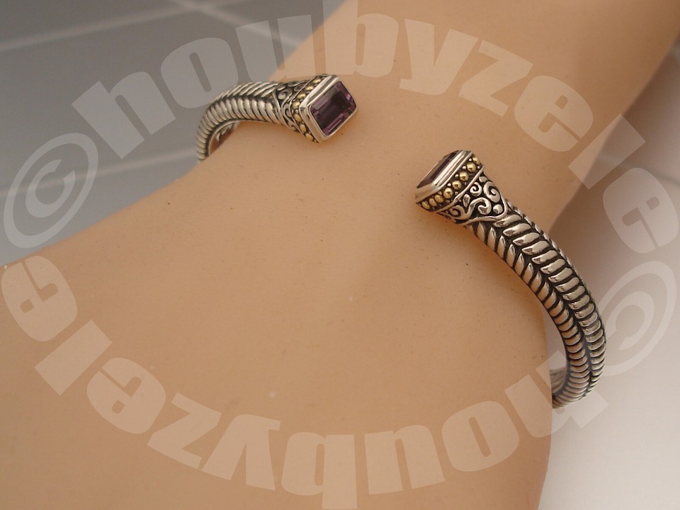 Samuel Behnam BJC Sterling and 18K Hinged Amethyst Cuff Bracelet | eBay
