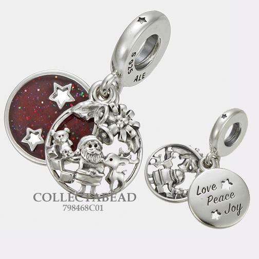 Authentic PANDORA Silver Christmas Santa Love Peace Joy Charm 798468C01 ...