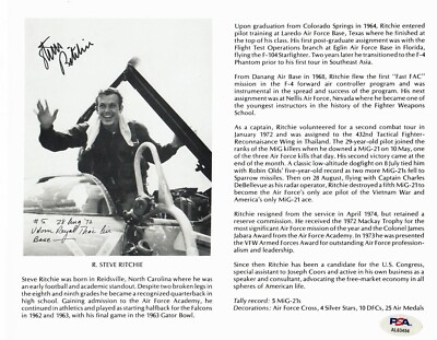 STEVE RITCHIE SIGNED 8X10 PSA DNA AL63454 VIETNAM ACE 5V | eBay