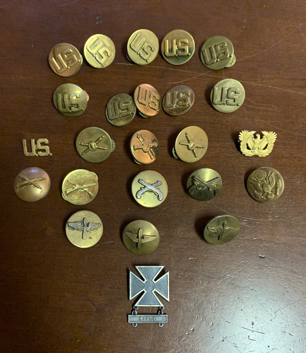 WWII US Army Collar Pins- Infantry, Aviation, MP, Artillery & More! Lot ...