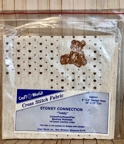 Vintage 1985 Craft World Stoney Connection TEDDY Cross Stitch Fabric | eBay