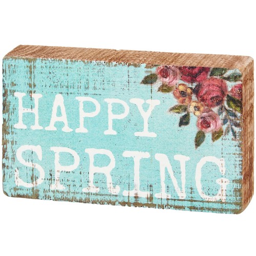 Primitives by Kathy Happy Spring Block Sign Easter Home Decor Tier Tray ...
