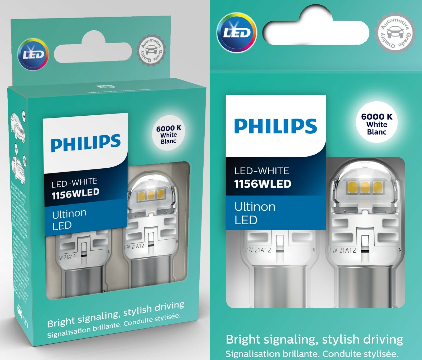 Philips Ultinon LED Light 1156 White 6000K Two Bulbs Back Up Reverse ...