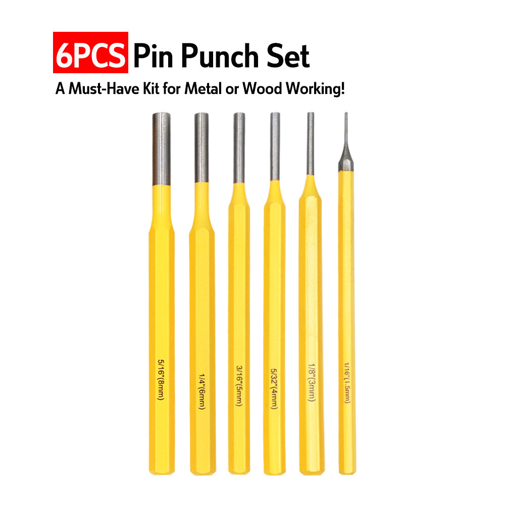 JJ 6PCS Pin Punch Set High Carbon Steel for Metal and Wood Working AU ...