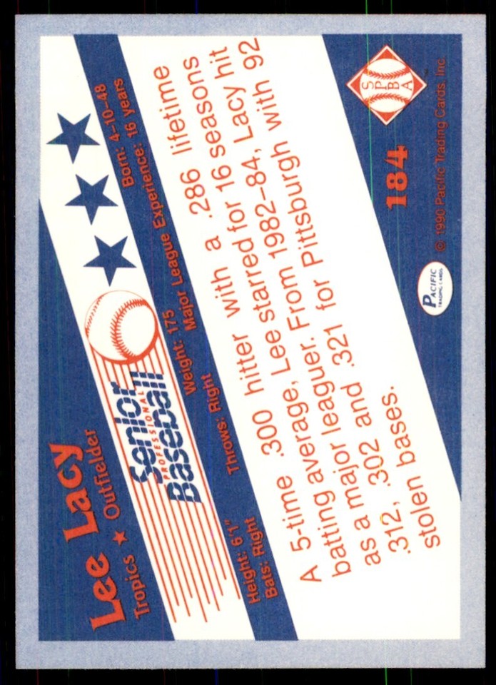 1990 Pacific Senior League Lee Lacy Baseball Cards #184 | eBay