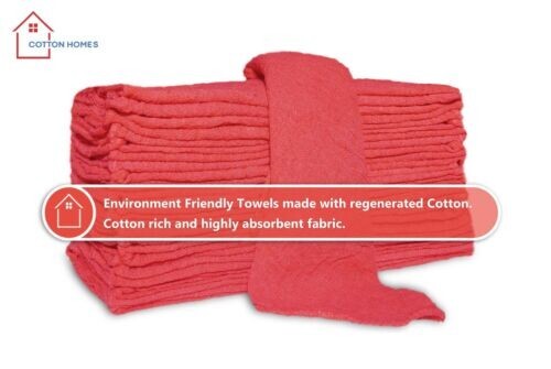 50 INDUSTRIAL SHOP RAGS / CLEANING TOWELS RED WITH 5 FREE SHOP TOWELS ...