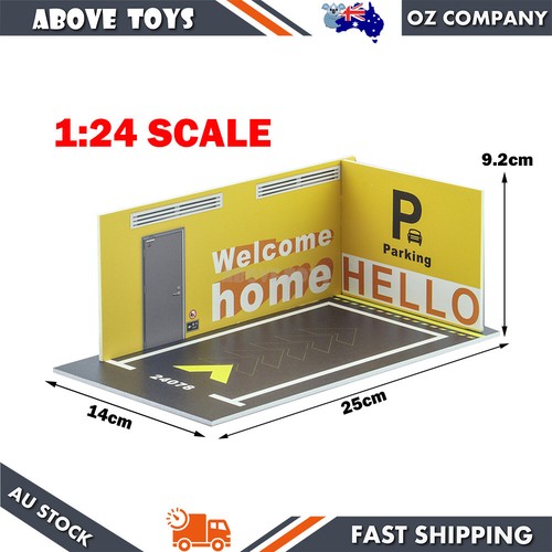 1:24 Car Garage Diorama Model Building Parking Lot Background Display ...