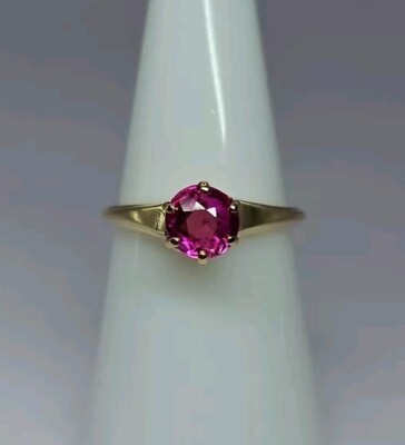 Vintage 10K Yellow Gold Ring Lab-Created Ruby Size 6.75 2.26g | eBay