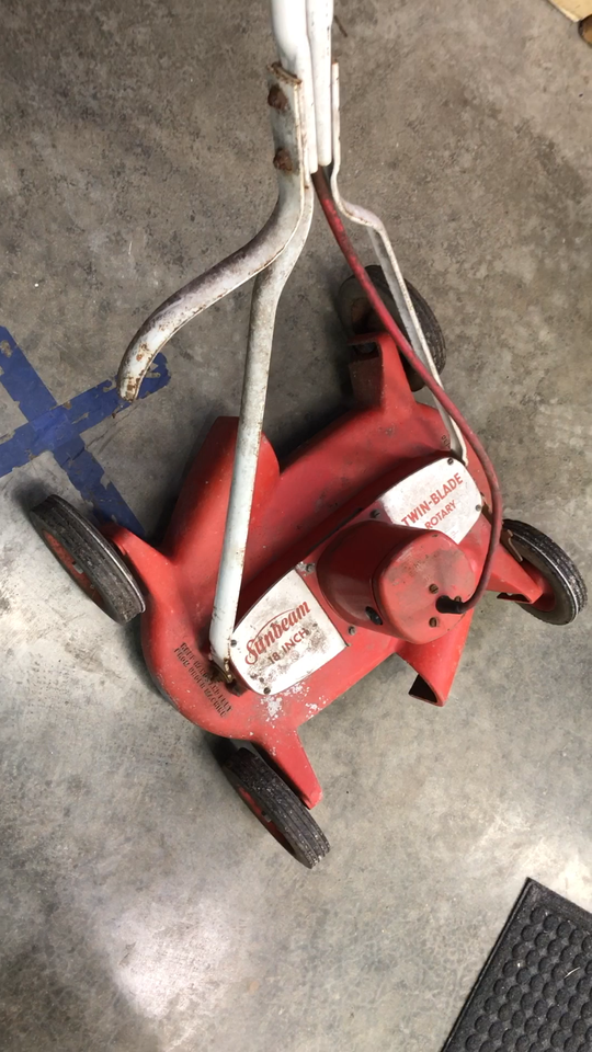 Sunbeam RE-18C Electric Push Lawnmower Twin Blade Rotary vintage mower ...
