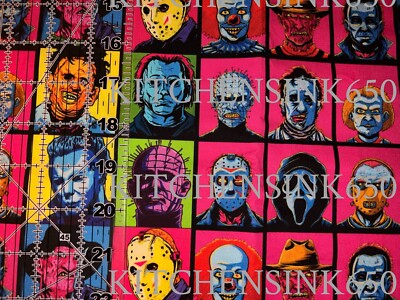 Custom Horror Neon Squares 100% Cotton Stock Fabric 1/4 yard 9”x 56” | eBay