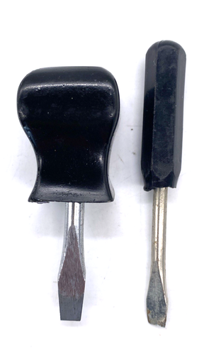 Set of 2 1/4" Small Flat Head Slotted Round Shank Screwdrivers 1 Stubby ...