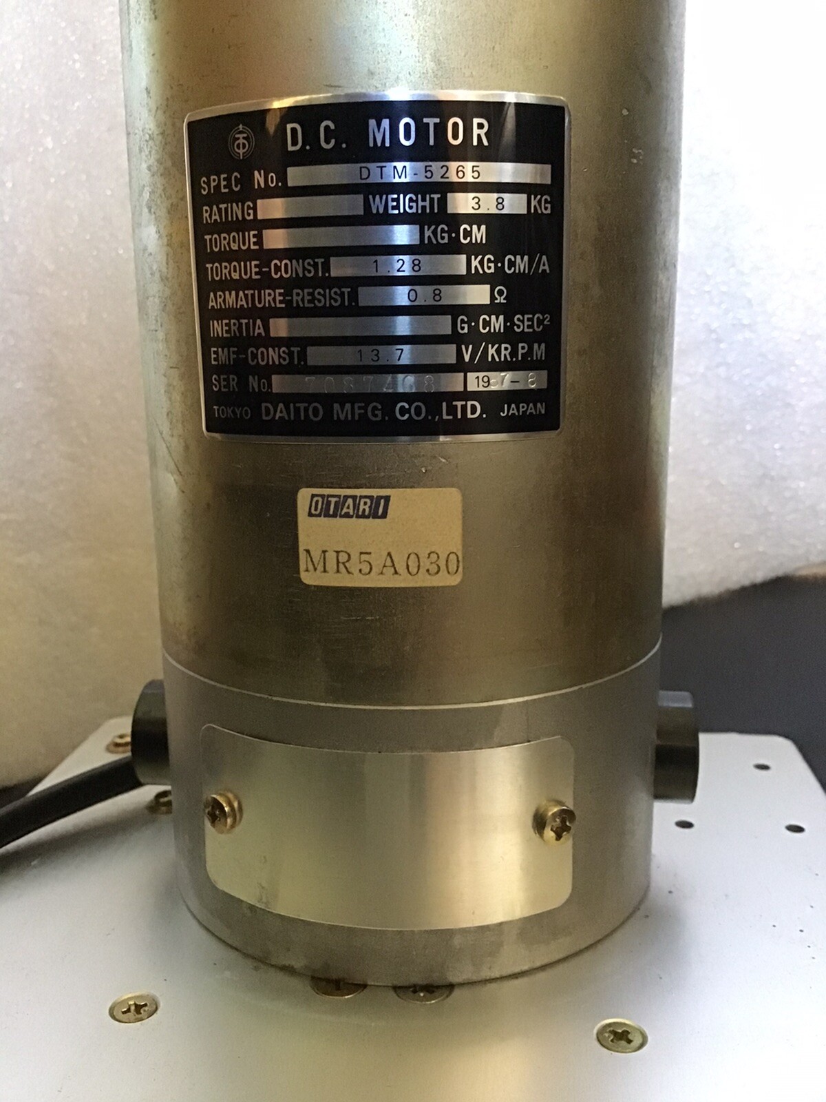 Otari MTR-90 Reel to Reel 2” Tape Machine REEL MOTOR ASSEMBLY LEFT SIDE ...