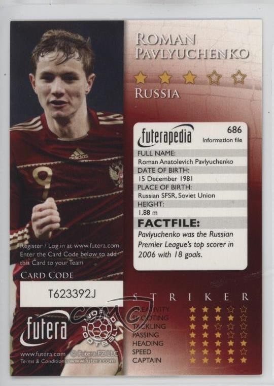2010 Futera World Football Online Ruby Roman Pavlyuchenko #686 | eBay