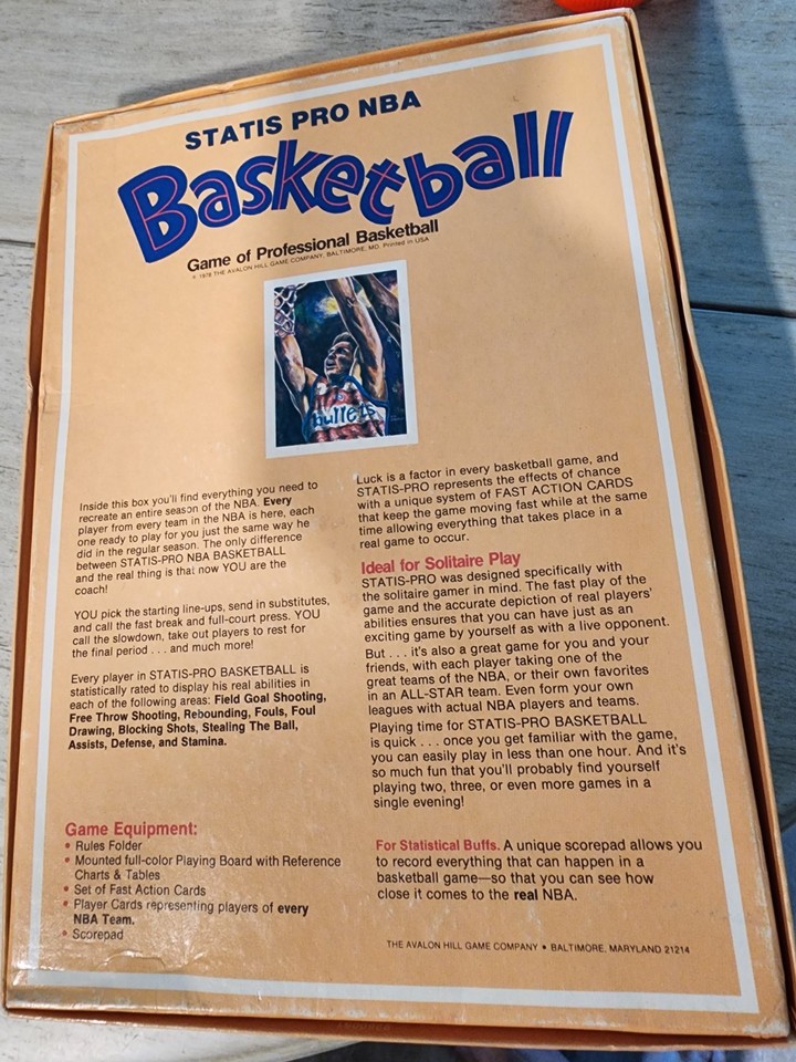 Statis Pro Basketball Game 1977-78 Season Avalon Hill Sports ...