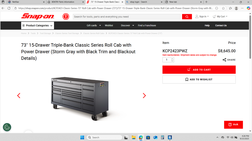 SnapOn KCP2423PWZ Tool Box w/ Power Drawer in NJ, can deliver or ship ...