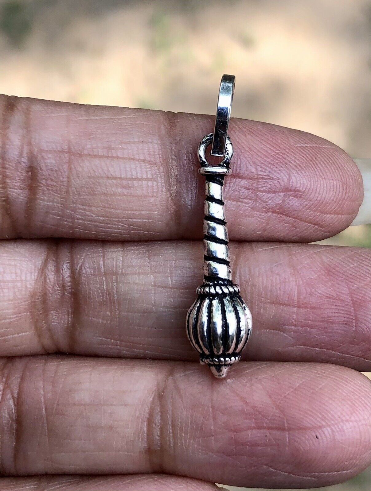 925 Sterling Silver Lord Hanuman Gada Mace Pendant- Wearing, Temple ...