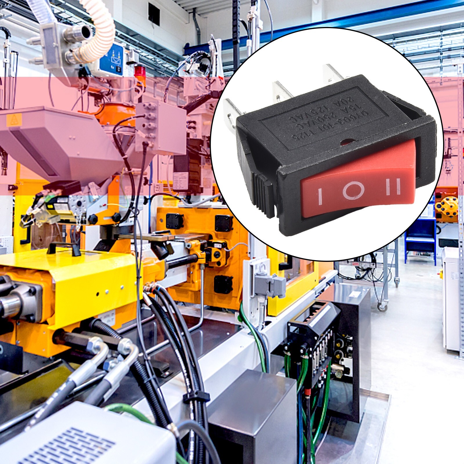 (Red 3-pin 3-position) Rocker-Switch 15A 250V,/20A 125V ON-OFF-ON ...