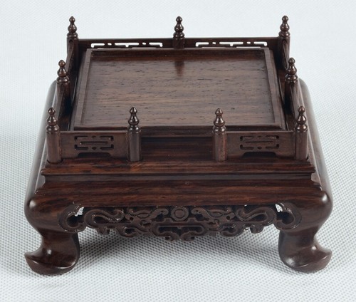 Craft Art Statue Base Holder Decor Ebony Wood Carved Square Display ...