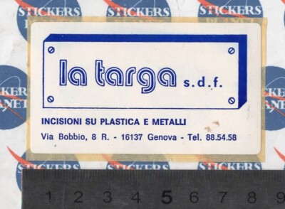 ADESIVO STICKER VINTAGE AUFKLEBER REGIONALE LA TARGA INCISIONI GENOVA ...