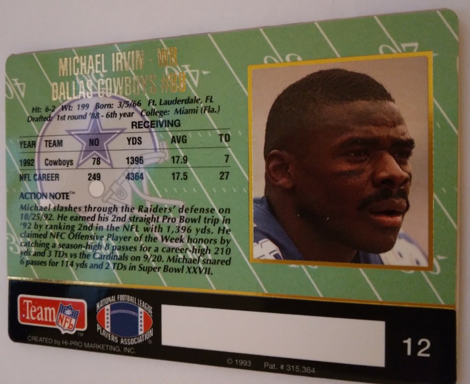 The Playmaker MICHAEL IRVIN Team NFL The Cowboys WR #88 Beautiful GEM ...