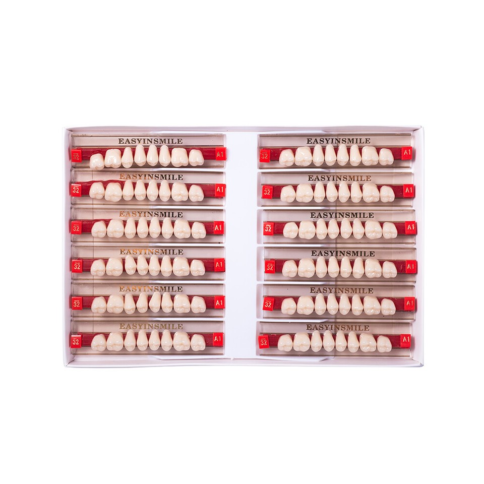 84/96Pc Full Set A1/A2/A3 Dental Acrylic Resin Denture Teeth Set Upper ...