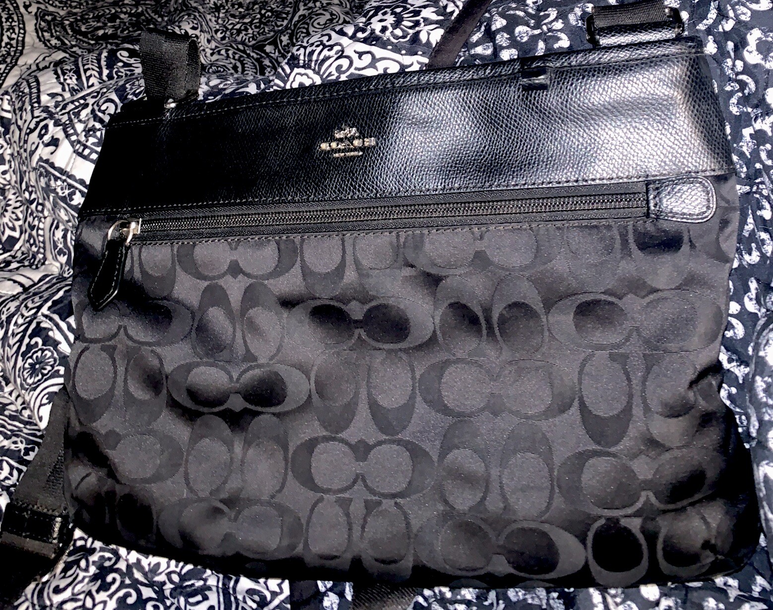 Coach Black Signature "C" Messenger/Cross Body Adjustable Purse H1480 ...