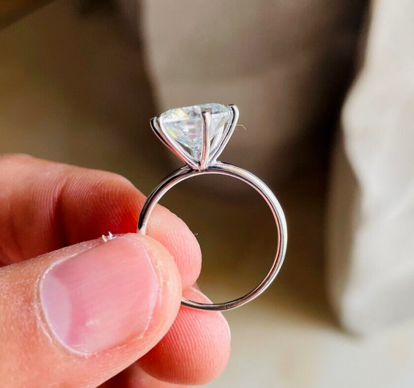 Certified 5.00 Ct. Off White Round Treated Diamond Solitaire Ring in ...