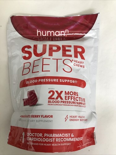 humanN Super Beets Root Heart Chews Pomegranate Berry Flavor, 60 Chews ...