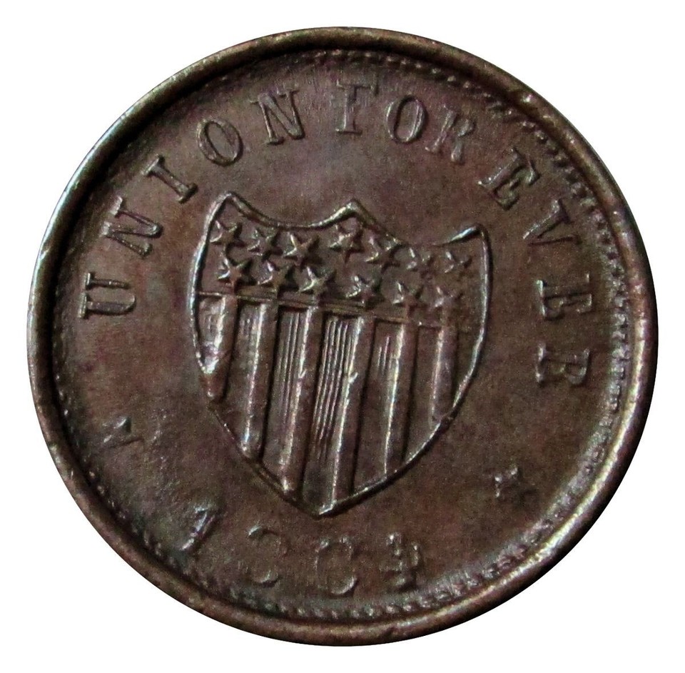 1864 CIVIL WAR UNITED STATES INDIAN PRINCESS UNION FOREVER TOKEN AU ...