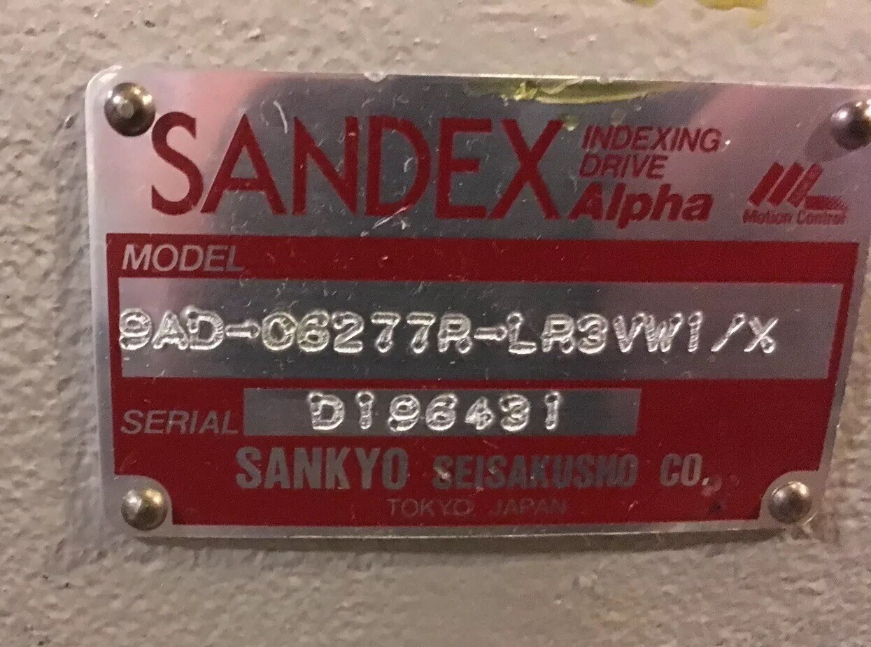 Sandex Indexing Drive Alpha 11AD-06277R-LR3VW1 w/Tsubaki TA040DV Motor ...