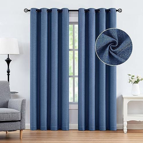 Extra Long Dusty Blue Window Curtains 108 Inches Long Grommet Top Solid ...