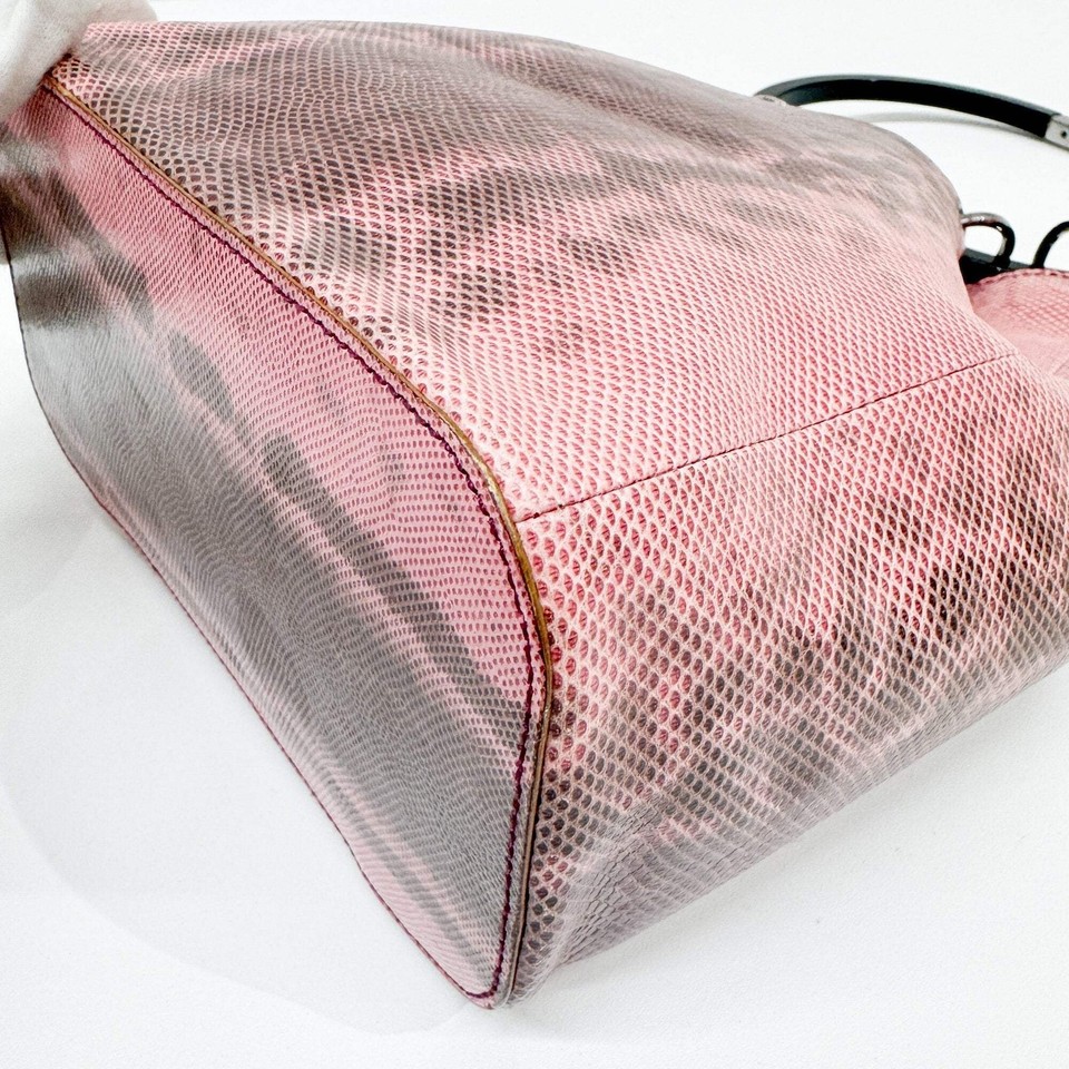 GUCCI Curtain Pink Lizzard Embossed Leather Hand Bag | eBay UK