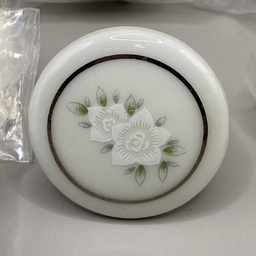6 NEW VTG Porcelain Drawer Knobs White Lotus Flower Floral Cabinet Door | eBay