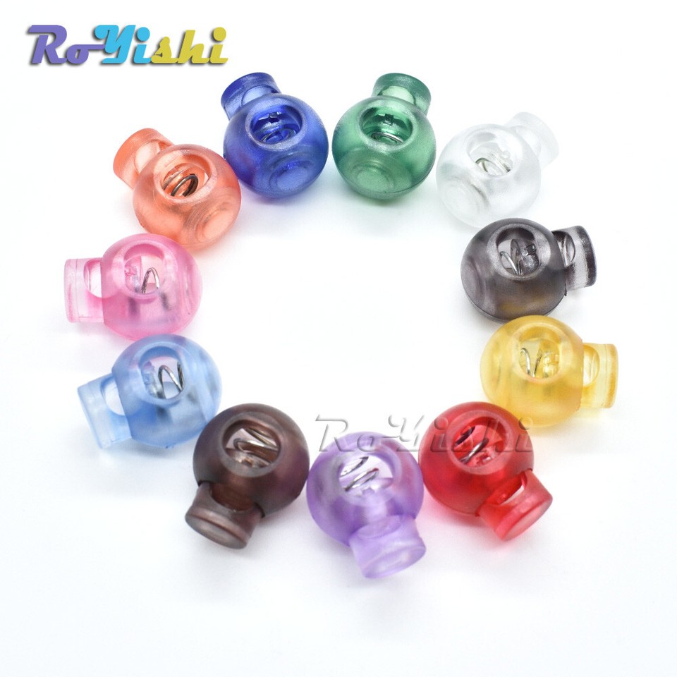Mixed Colorful Cord Lock Toggle Clip Stopper Plastic Transparent Clear ...