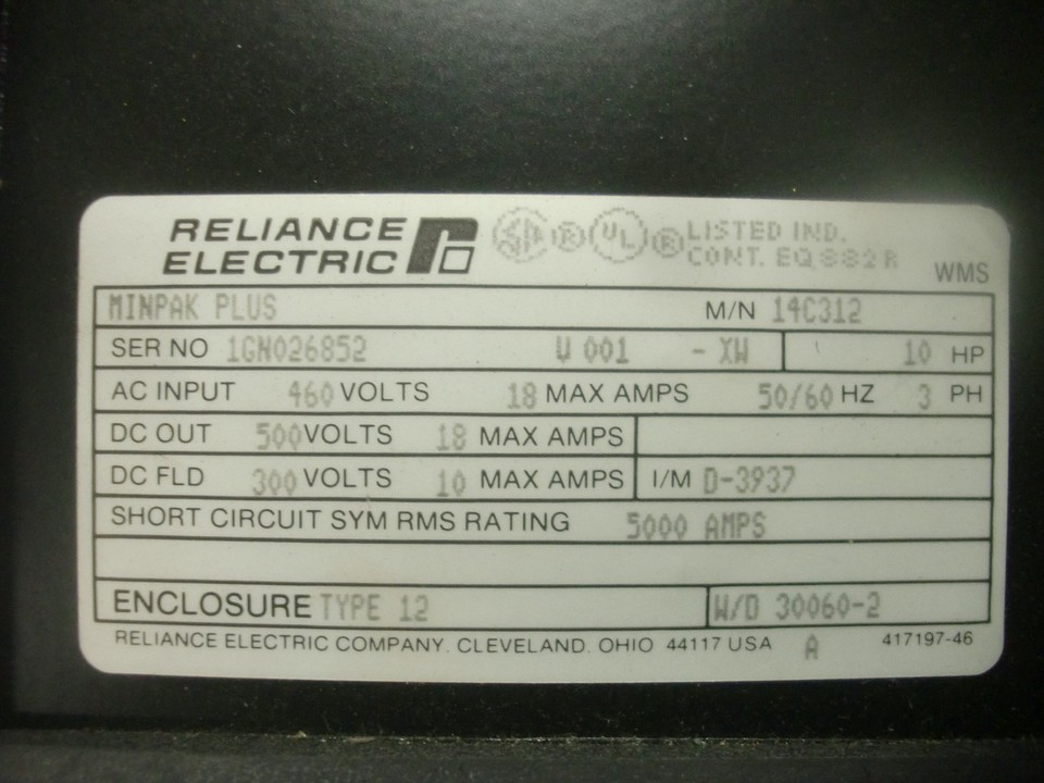 RELIANCE ELECTRIC MINPAK PLUS DRIVE 14C312 | eBay