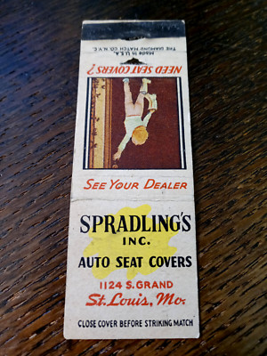 Vintage Matchbook: Spradling's Auto Seat Covers, St Louis, MO | eBay