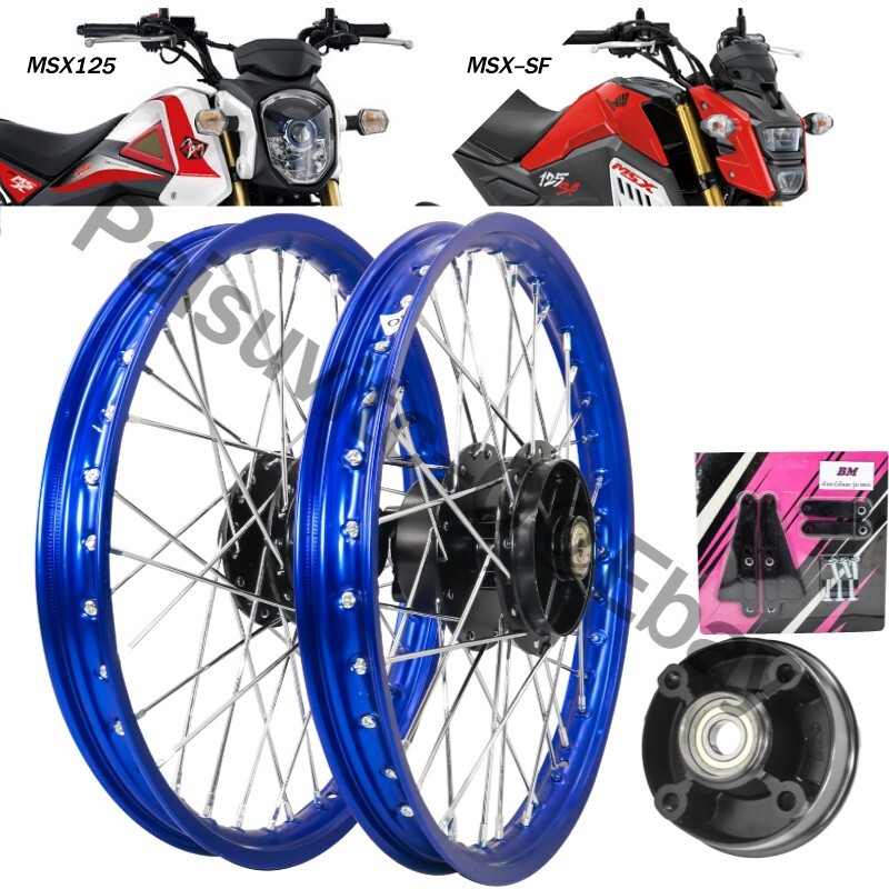 Complete Wheel Rim set For MSX-125 Y.14-2021 140x17 Blue RimWheel+Black ...