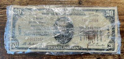 Rare Vintage 1929 $20 Fed Reserve The Dominion National Bank Bristol ...