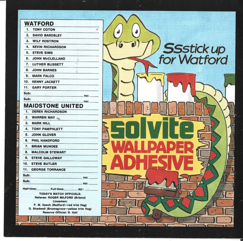 Watford v Maidstone United, 10 January 1987, FA Cup 3rd Round | eBay UK