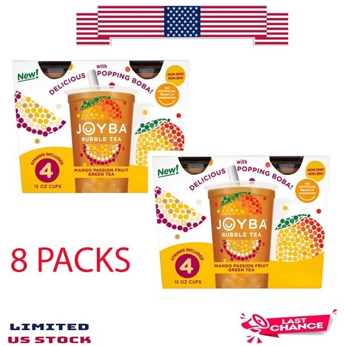 Joyba Mango Passionfruit Green Bubble Tea, 12 fl. oz. Cups, 8 PACK ...