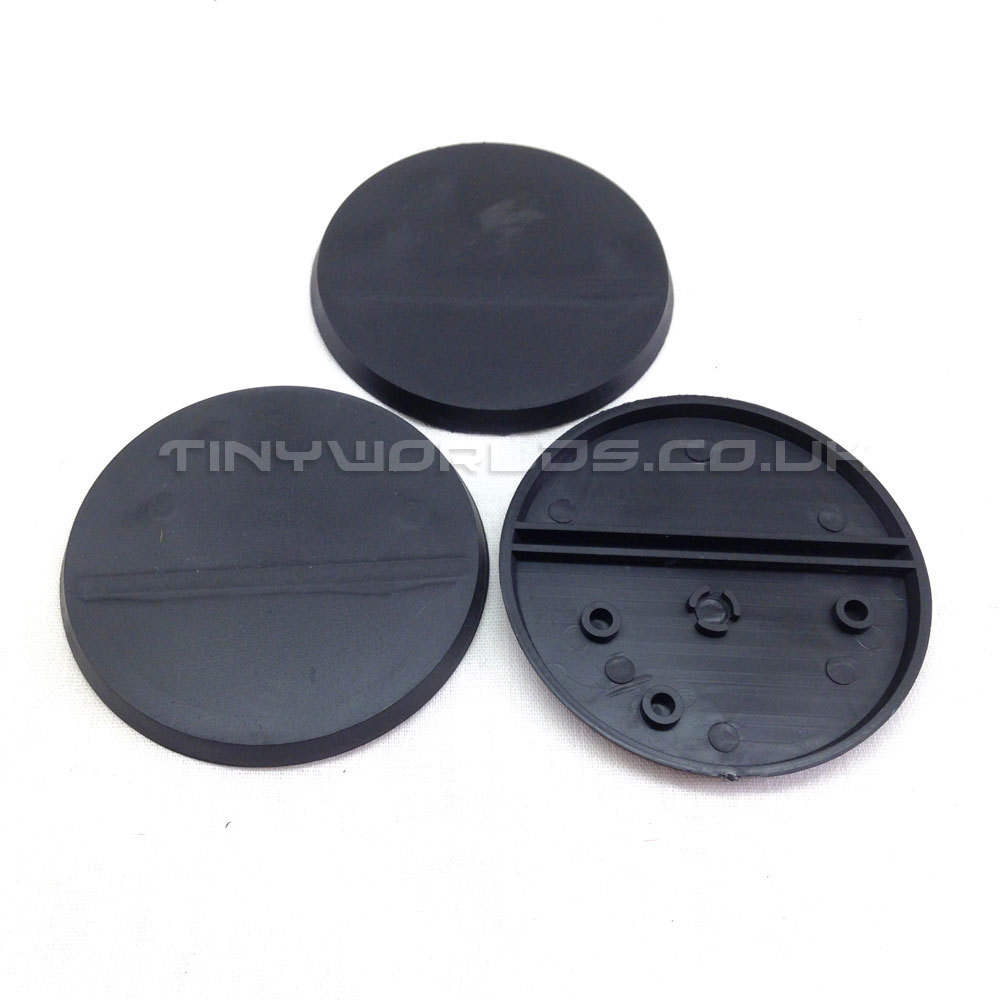 3 x 60mm Round Black Plastic Bases - Wargaming Miniature Slotta Base ...