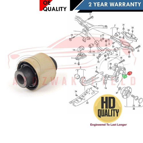 FOR VW REAR AXLE LOWER CONTROL TRACK SUSPENSION ARM OUTER HUB BUSHES ...