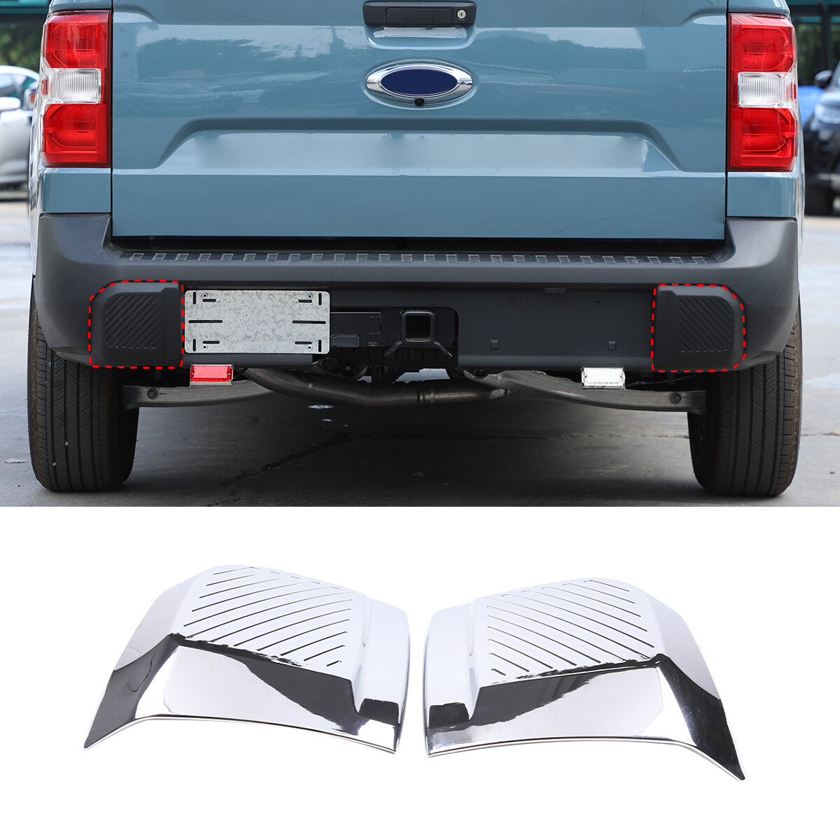 Rear Bumper Both Side Trim ABS Chrome Decorate Cover For Ford Maverick ...