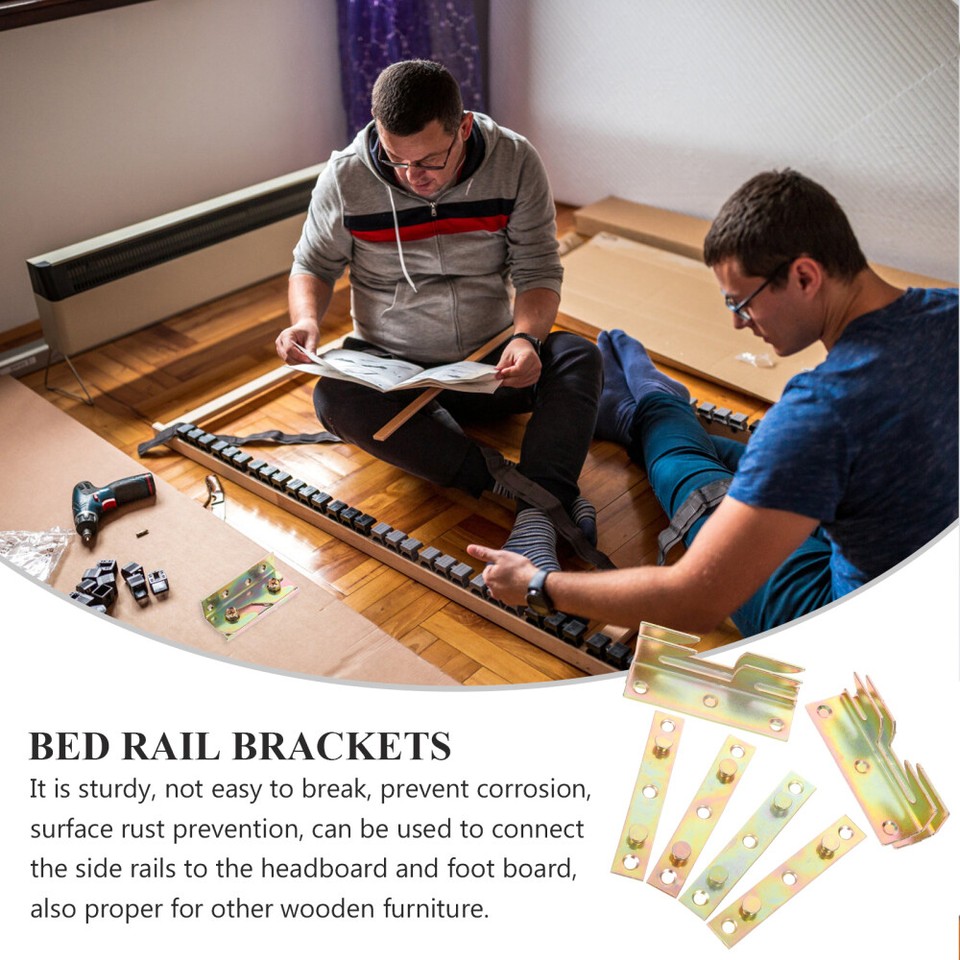 8 Pcs Bed Frame Replacement Parts Rail Fasteners Rust-proof Brackets ...