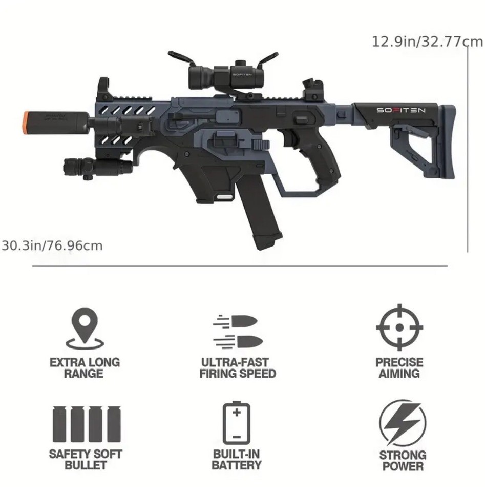 Motorized Dart Blaster Electric Automatic Toy Gun For Nerf Foam Bullets ...