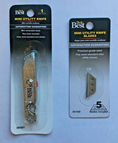 Mini Top Slide Retractable Utility Knife / Keychain + Bonus Pack of 5 ...