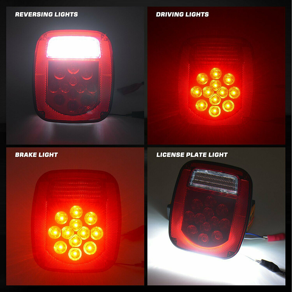 Pair 39 LED Tail Lights Brake License Plate Lamp For Jeep Wrangler YJ ...