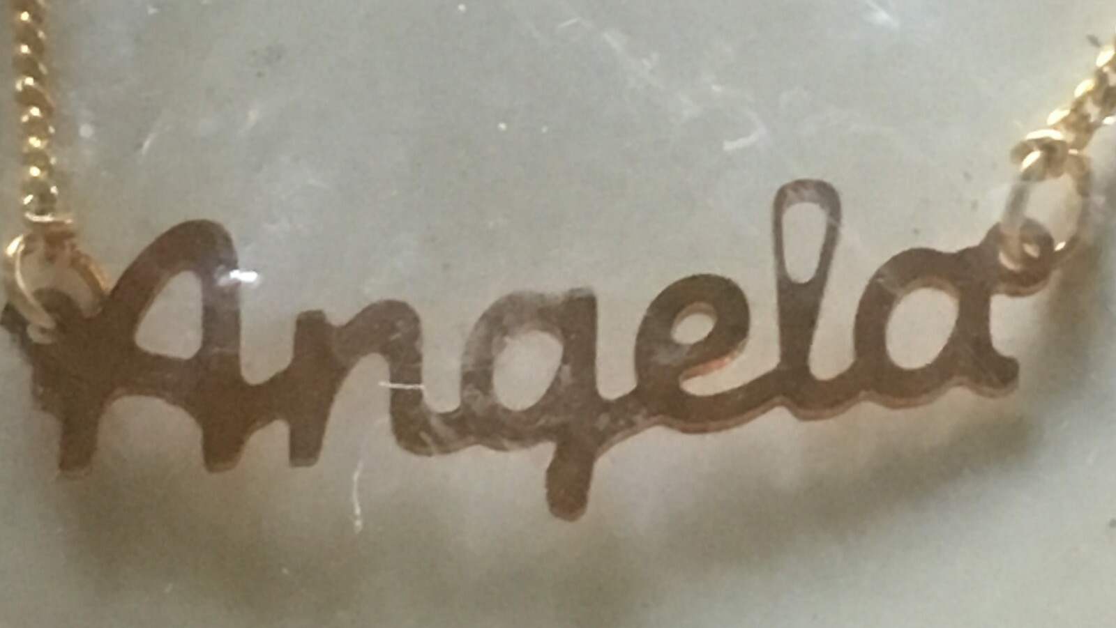 FRENCH DESIGNER 1970s " ANGELA " NAME NECKLACE~ GOLD … - Gem