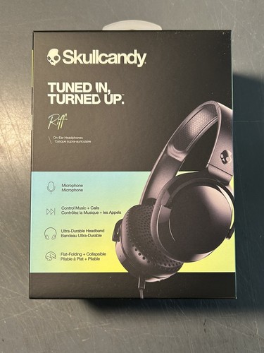 Skullcandy Riff Wired On-Ear Headphones Black S5PXY-L003 Brand New ...